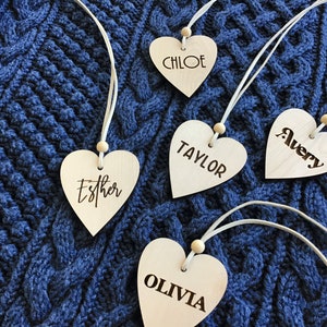 Wooden Heart Name Tag/ Engraved Heart Name Tag/ Gift Name Tag/ Wedding ...