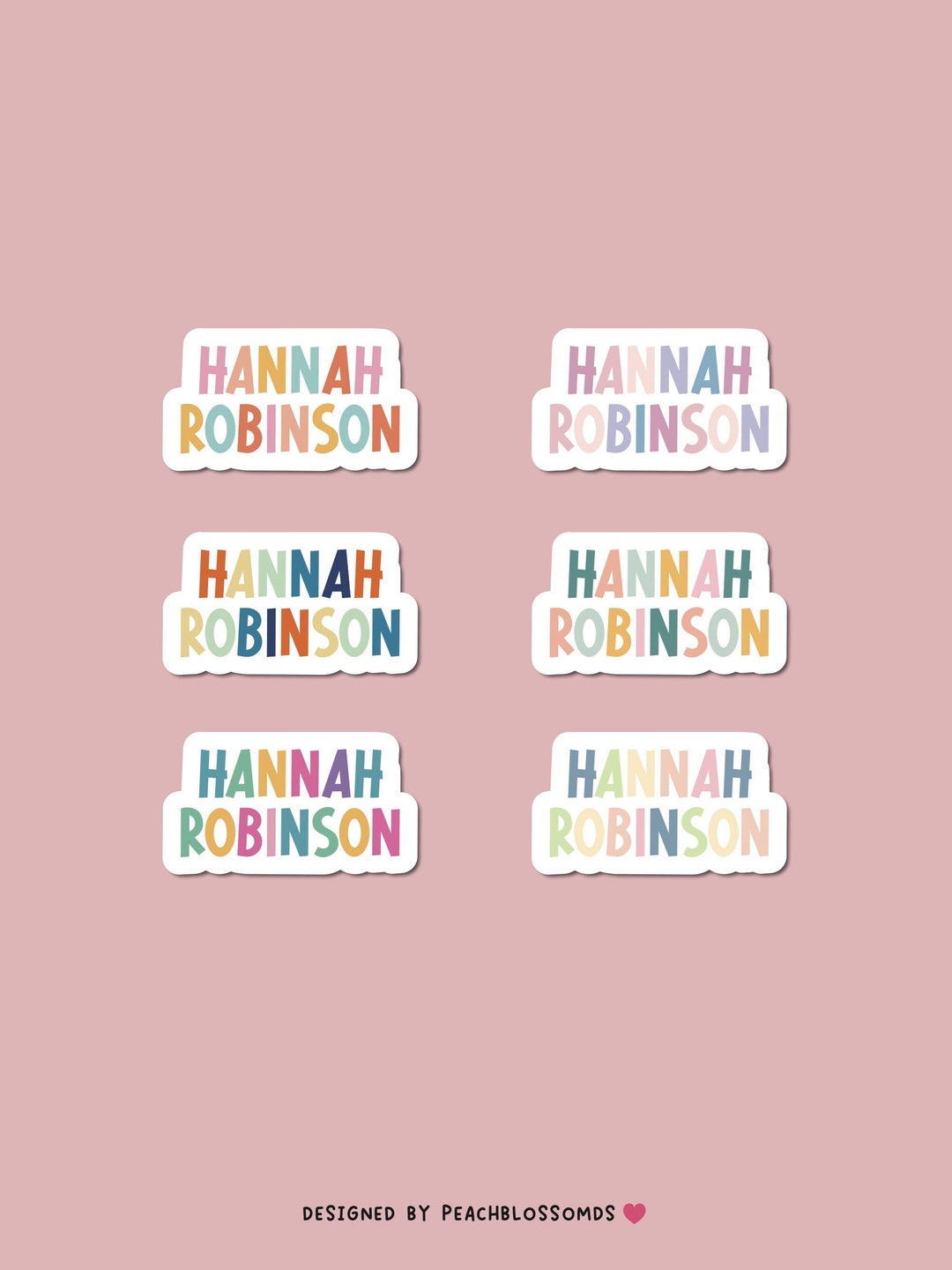 Personalized Name Sticker, Custom Name Sticker, Colorful Name Sticker ...