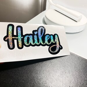 Layered Outline Custom Name Decal, Name Vinyl Decal,holographic Name ...