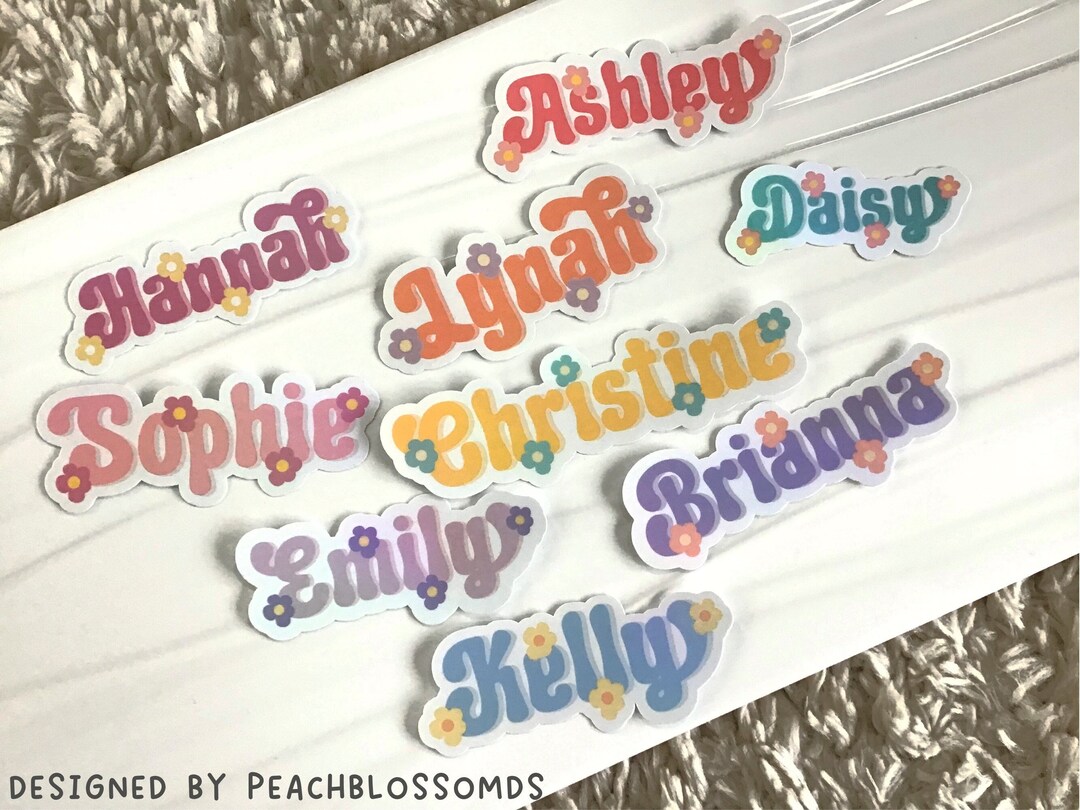 Flower Name Sticker, Personalized Name Sticker, Custom Name Sticker ...