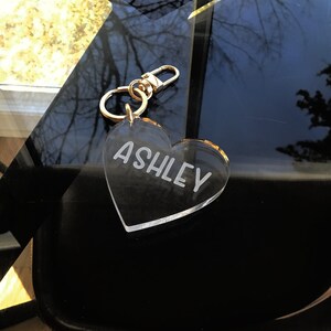 Custom Acrylic Name Keychain/ Acrylic Heart Keychain/ Heart Name ...