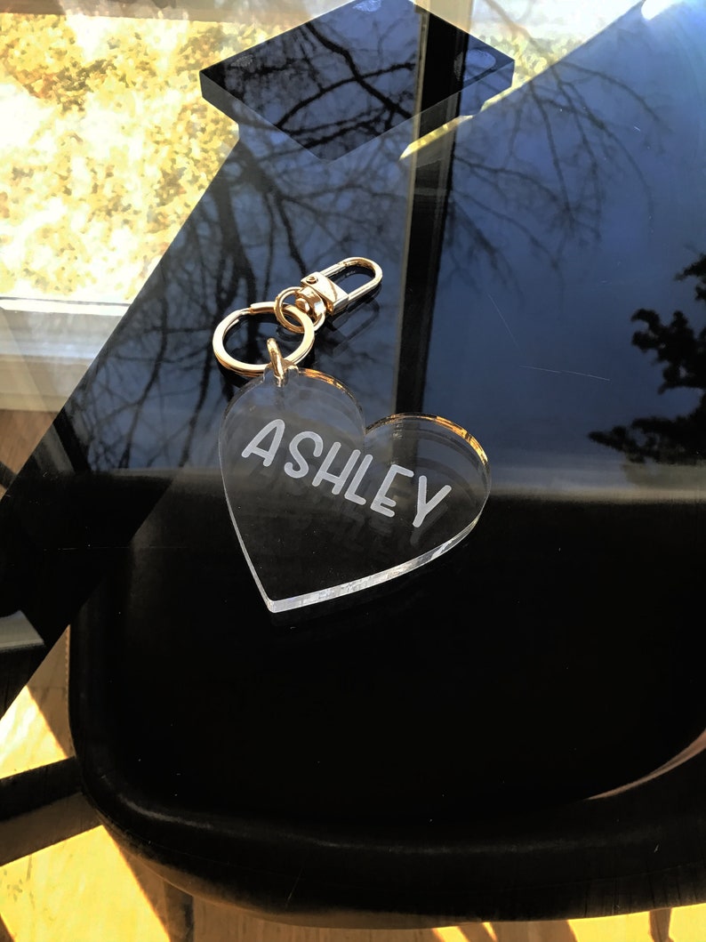 Custom Acrylic Name Keychain/ Acrylic Heart Keychain/ Heart - Etsy