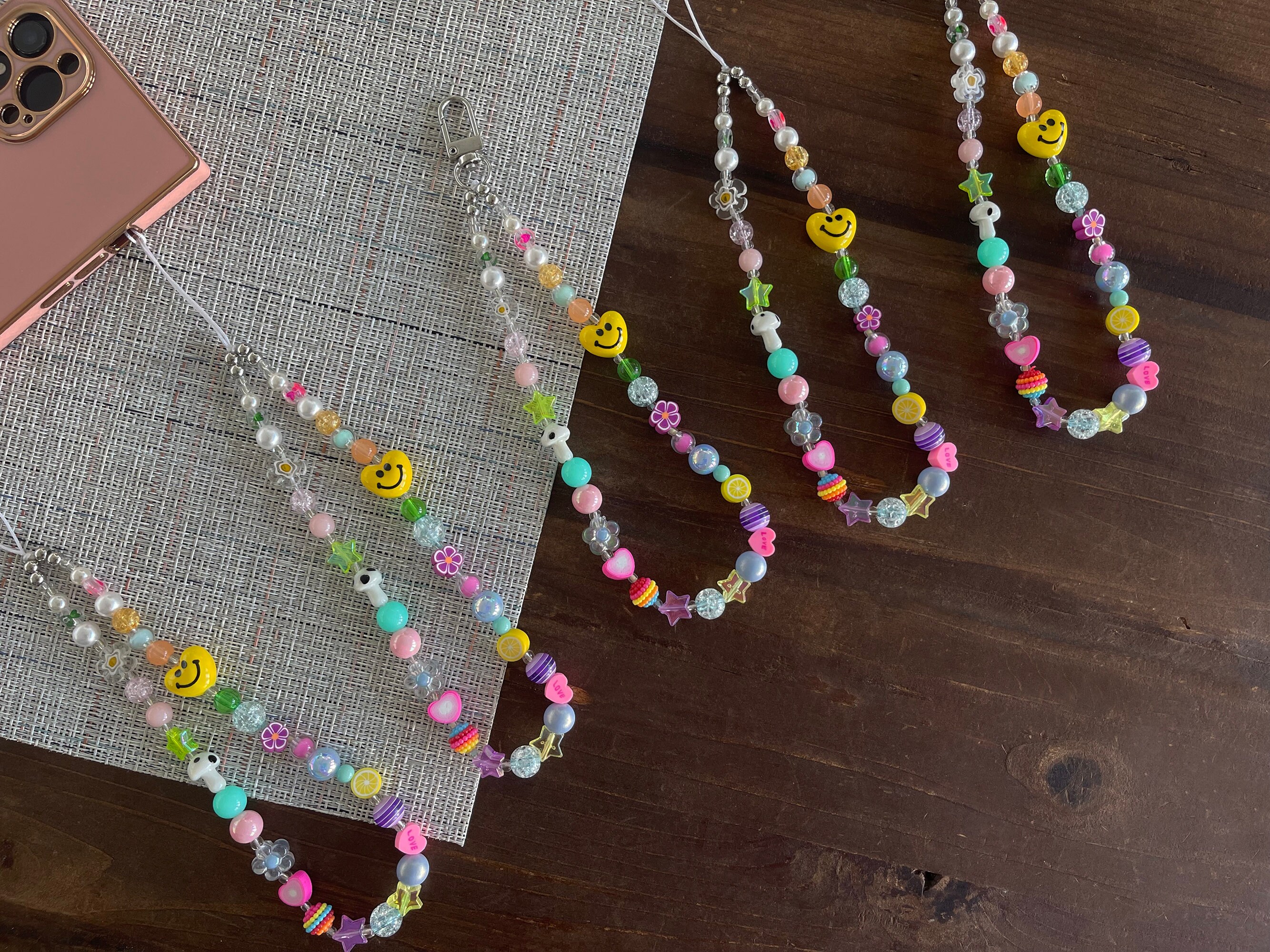 Beaded Phone Charm - Mixed Beaded Phone Strap - Phone Strap-cell Phone ...