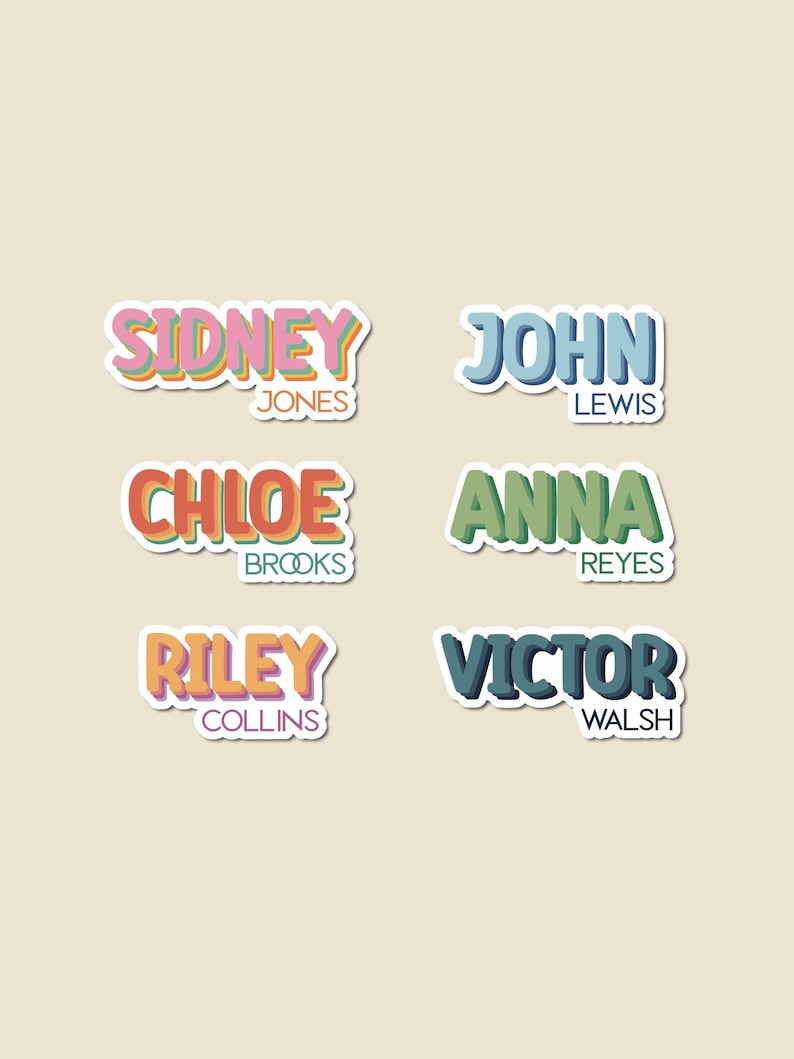 Personalized Name Sticker, Custom Name Sticker, Shadow Name Sticker ...