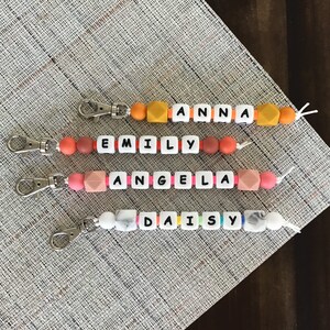 Name Silicone Beaded Keychain, Custom Keychain, Name Keychain ...
