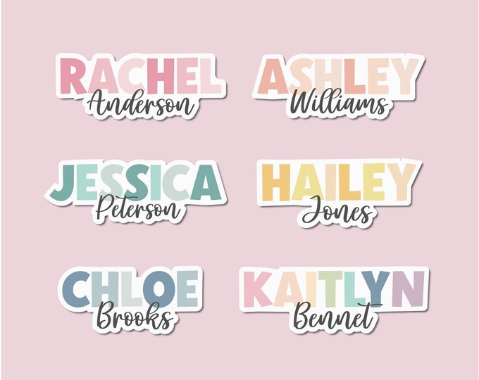 Personalized Name Sticker, Custom Name Sticker, Colorful Name Sticker ...