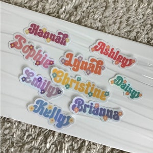 Flower Name Sticker, Personalized Name Sticker, Custom Name Sticker ...