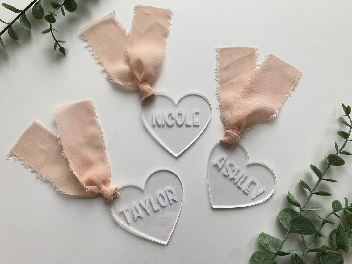 Personalized Acrylic Gift Tag- Clear Reusable Acrylic Gift Tag- Heart ...