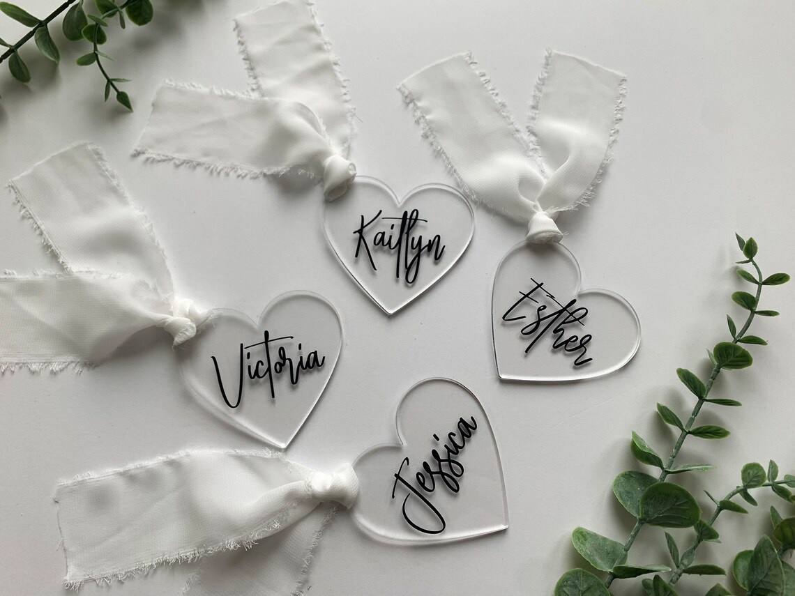 Personalized Acrylic Gift Tag- Clear Reusable Acrylic Gift Tag- Heart ...