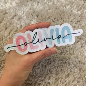 Personalized Name Sticker, Custom Name Sticker, Gradient Color Name ...