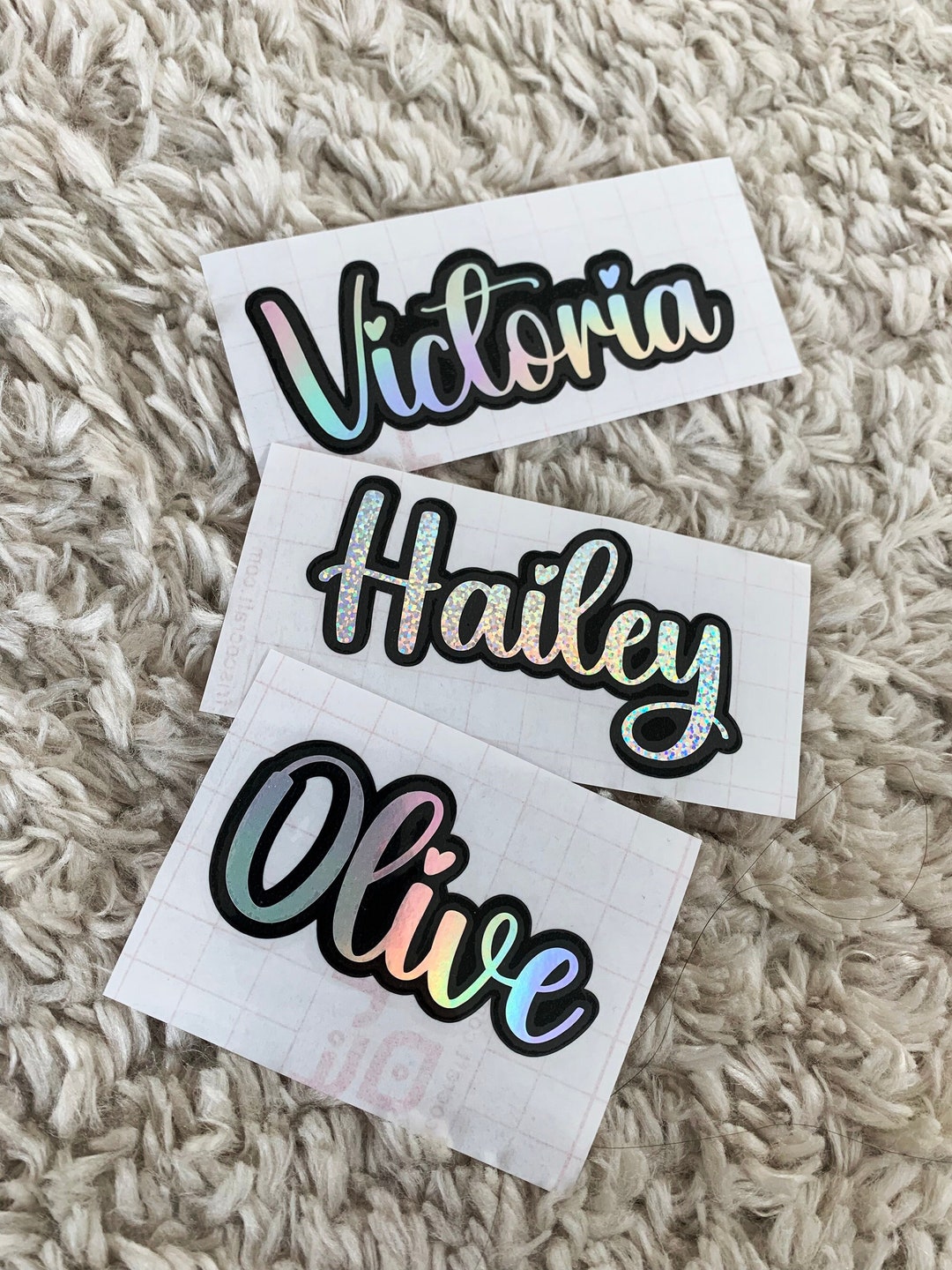 Layered Outline Custom Name Decal, Name Vinyl Decal,holographic Name ...