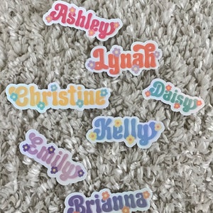 Flower Name Sticker, Personalized Name Sticker, Custom Name Sticker ...