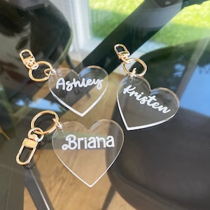 Custom Acrylic Name Keychain/ Acrylic Heart Keychain/ Heart Name ...