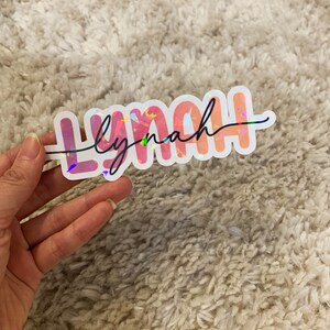 Personalized Name Sticker, Custom Name Sticker, Gradient Color Name ...