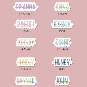 Personalized Name Sticker, Custom Name Sticker, Pastel Name Sticker ...