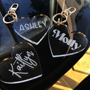 Custom Acrylic Name Keychain/ Acrylic Heart Keychain/ Heart Name ...