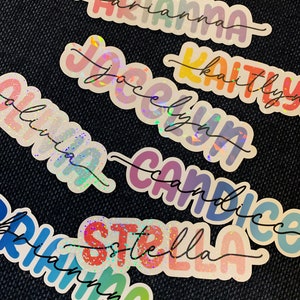 Personalized Name Sticker, Custom Name Sticker, Gradient Color Name ...