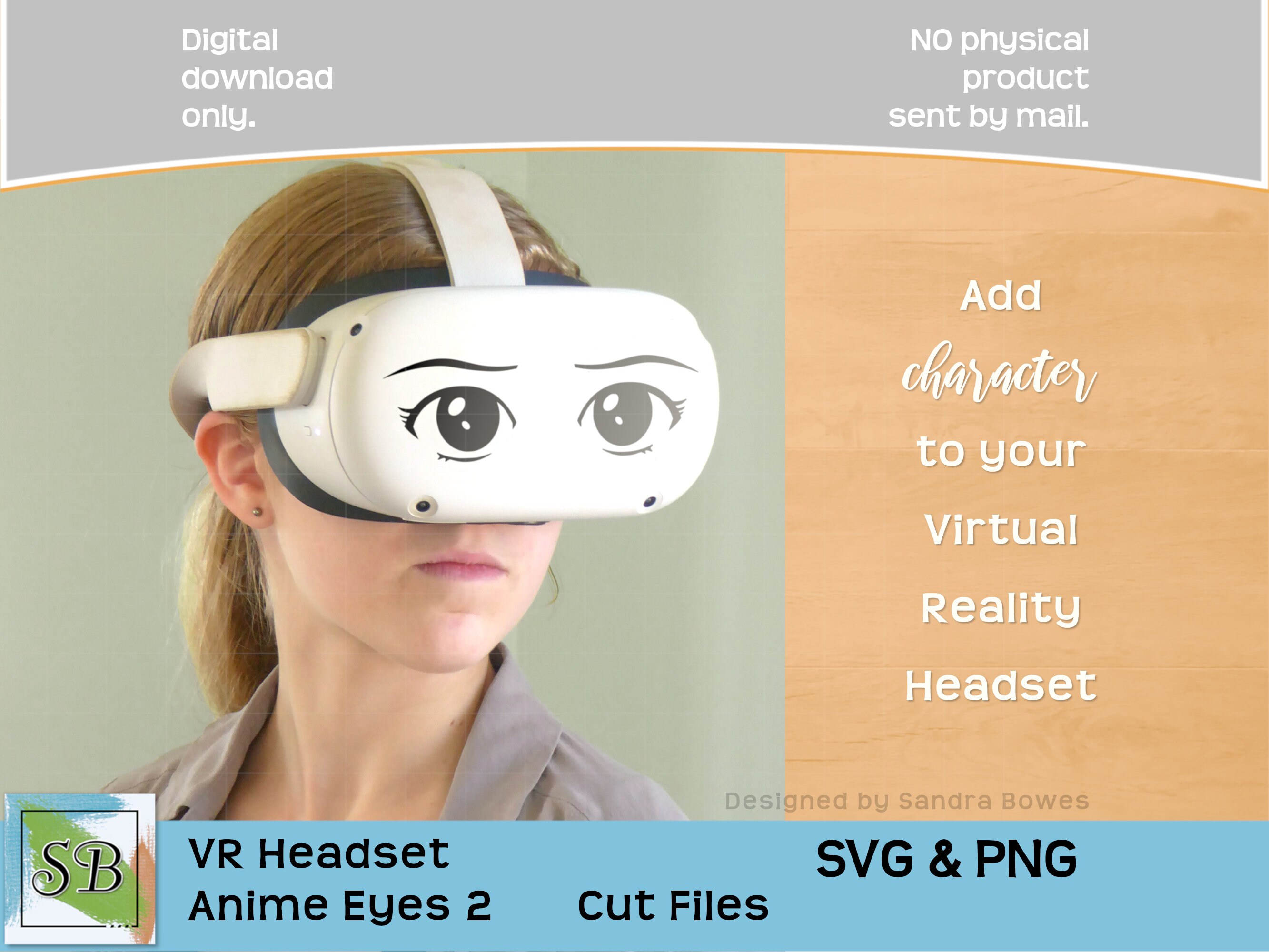 VR Headset Manga Eyes, Virtual Reality Anime Eyes Cut Files (SVG, PNG ...