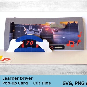 Learner Driver Pop-up Card Template, 16th 17th 18th Birthday Card (SVG ...