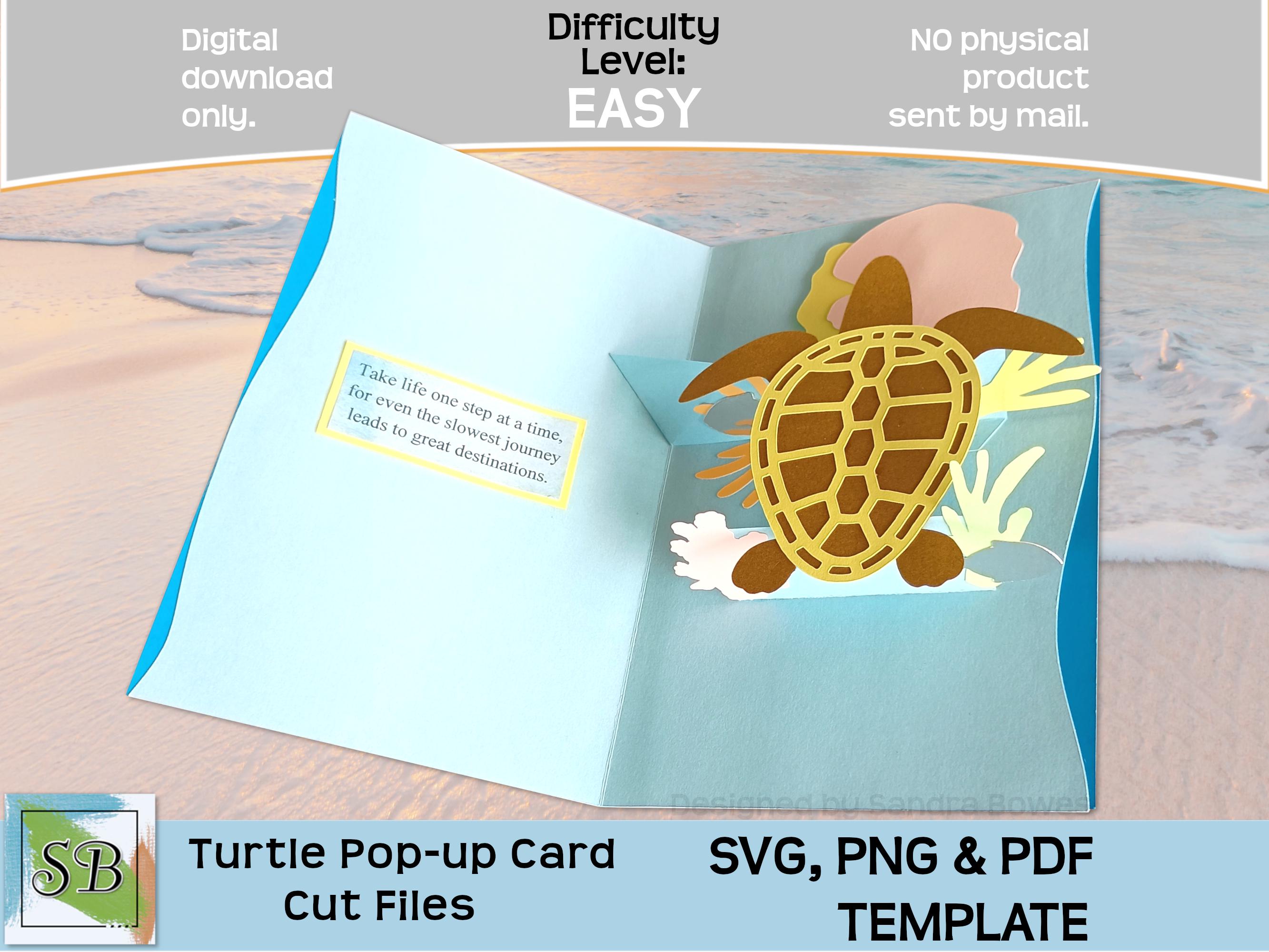 Turtle Pop-up Card SVG, PNG, PDF, Animal Birthday Novelty Card Template ...