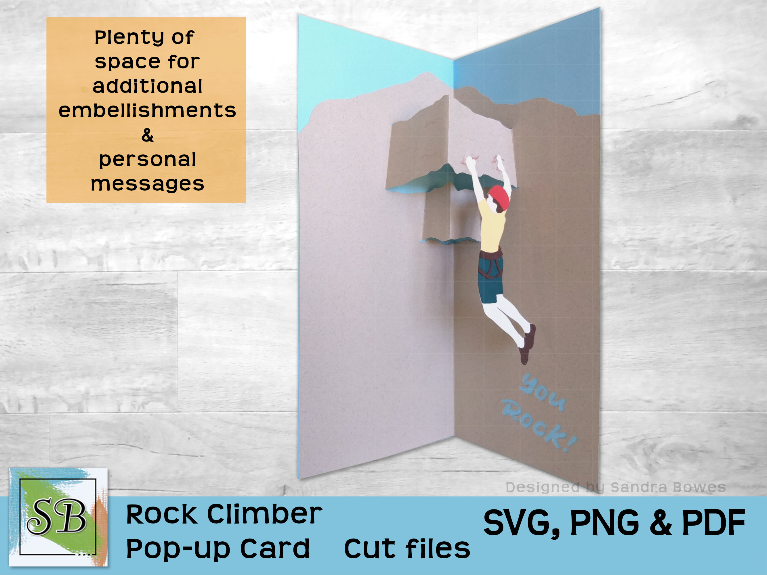 Rock Climber Pop-up Card Template (SVG, PNG, PDF) - Etsy