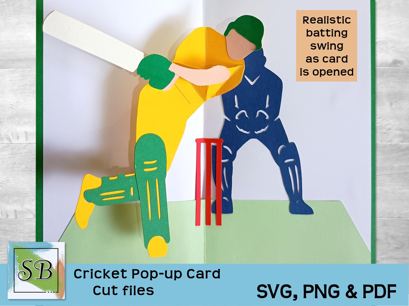 Cricket Pop-up Card Template, Cricketer Birthday Novelty Card (SVG, PNG ...