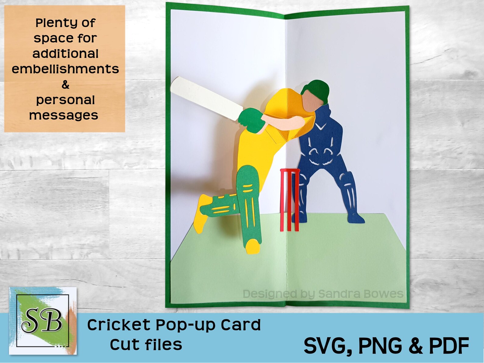 Cricket Pop-up Card Template, Cricketer Birthday Novelty Card (SVG, PNG ...