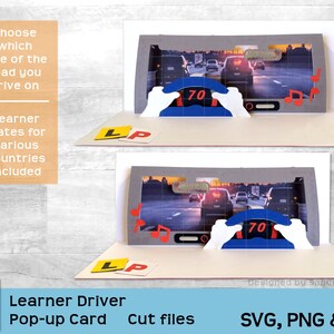 Learner Driver Pop-up Card Template, 16th 17th 18th Birthday Card (SVG ...