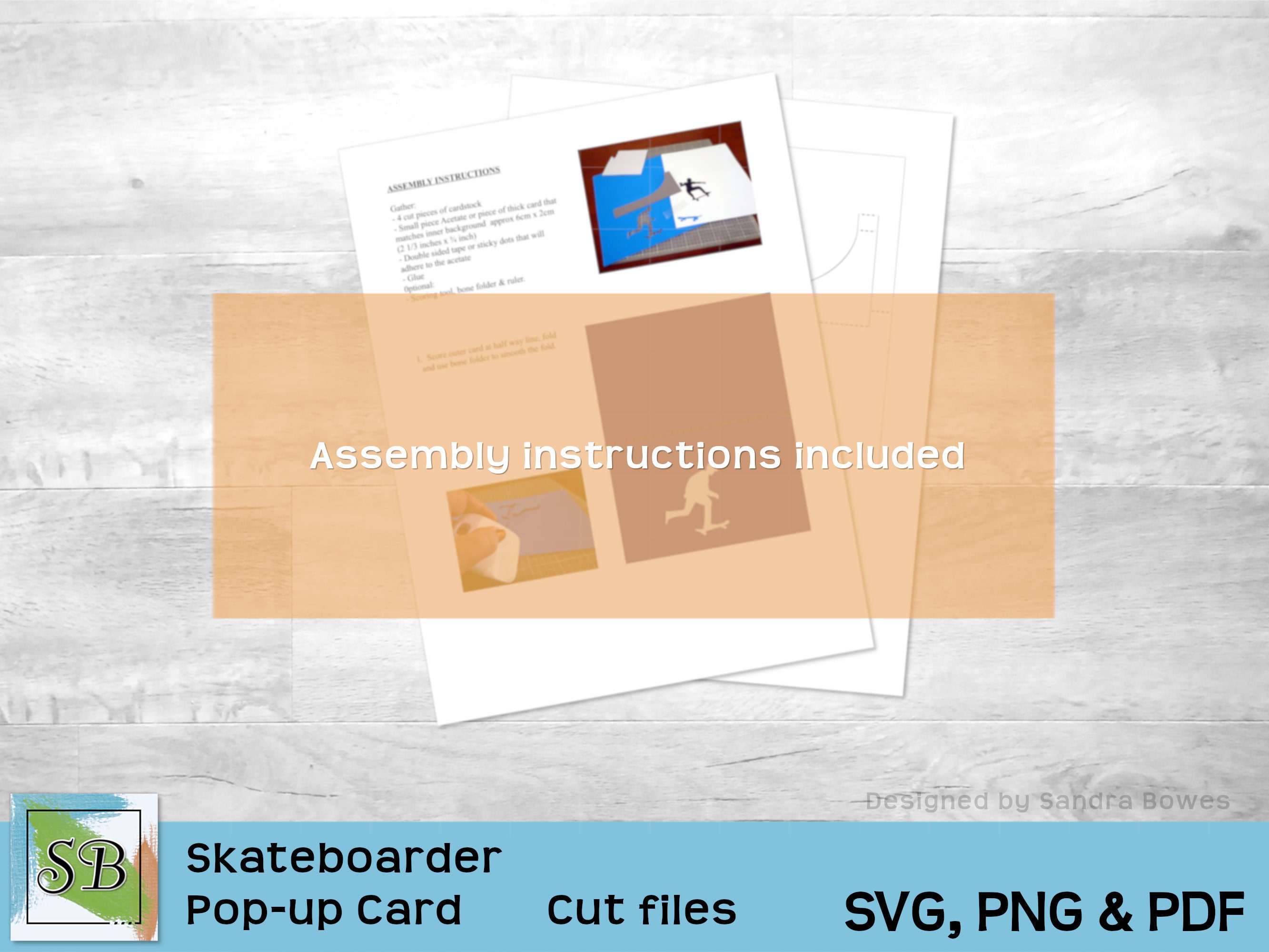 Skateboarder Halfpipe Pop-up Card SVG, PNG, PDF, Skateboarding Birthday ...