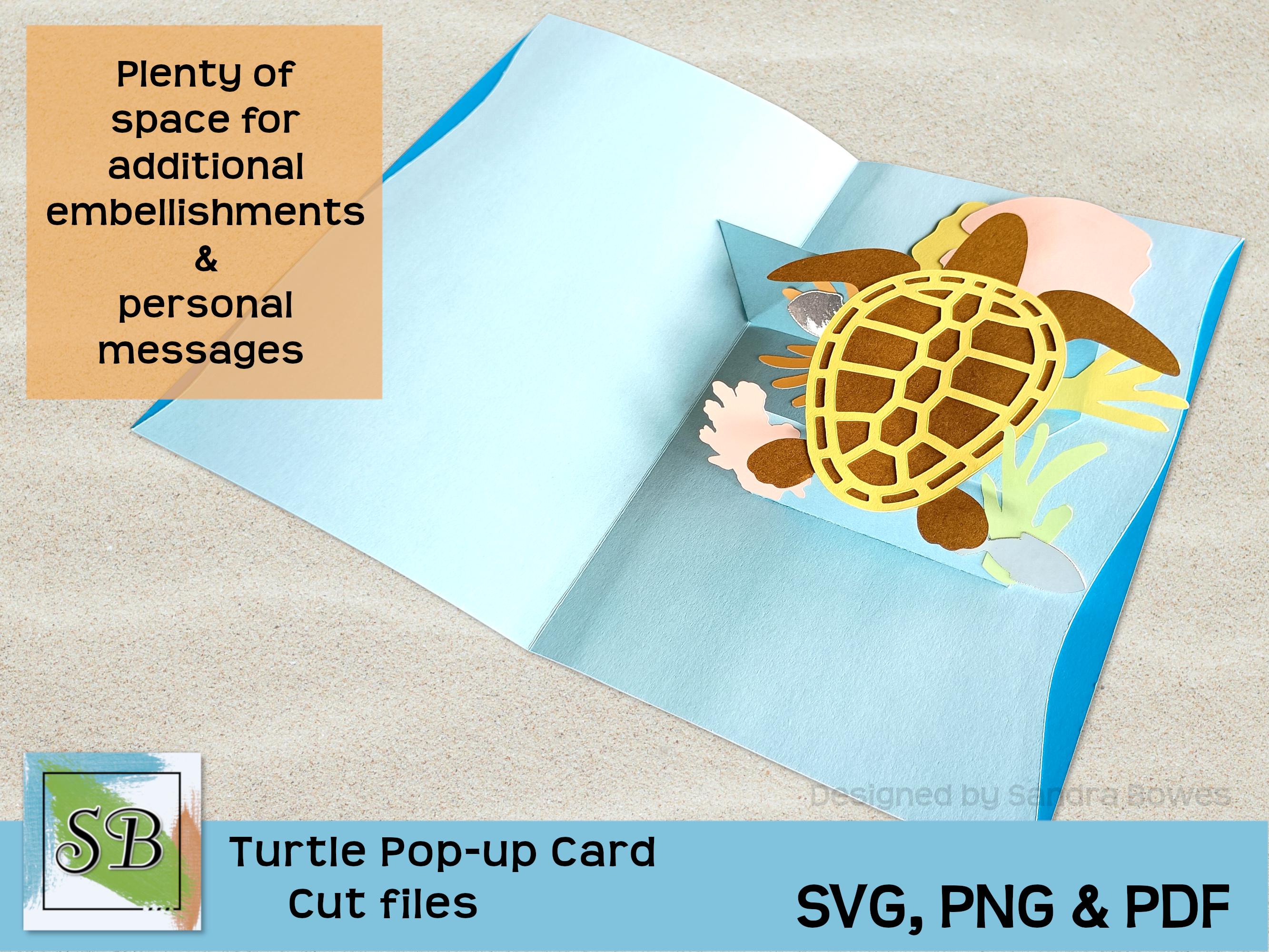 Turtle Pop-up Card SVG, PNG, PDF, Animal Birthday Novelty Card Template, Cricut, Silhouette Cut ...