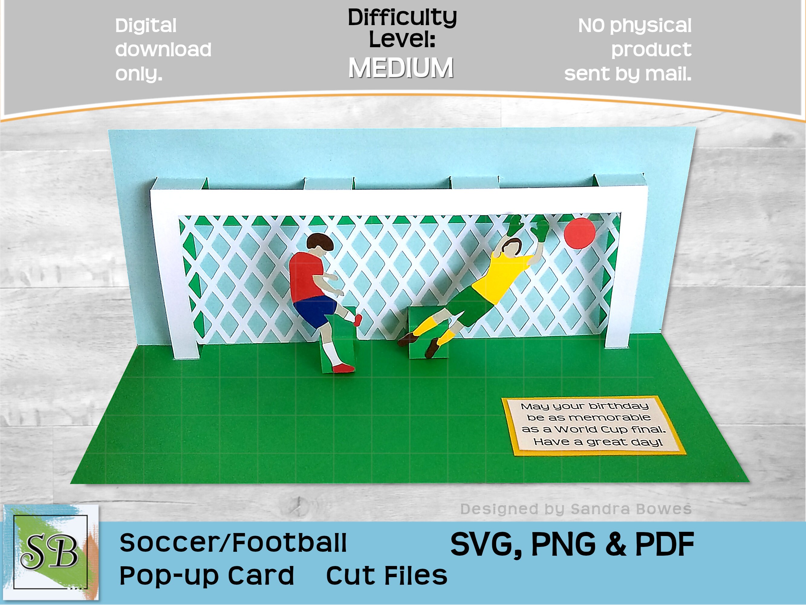 Football Soccer Pop-up Card SVG, PNG, PDF, Footballer Birthday Novelty ...