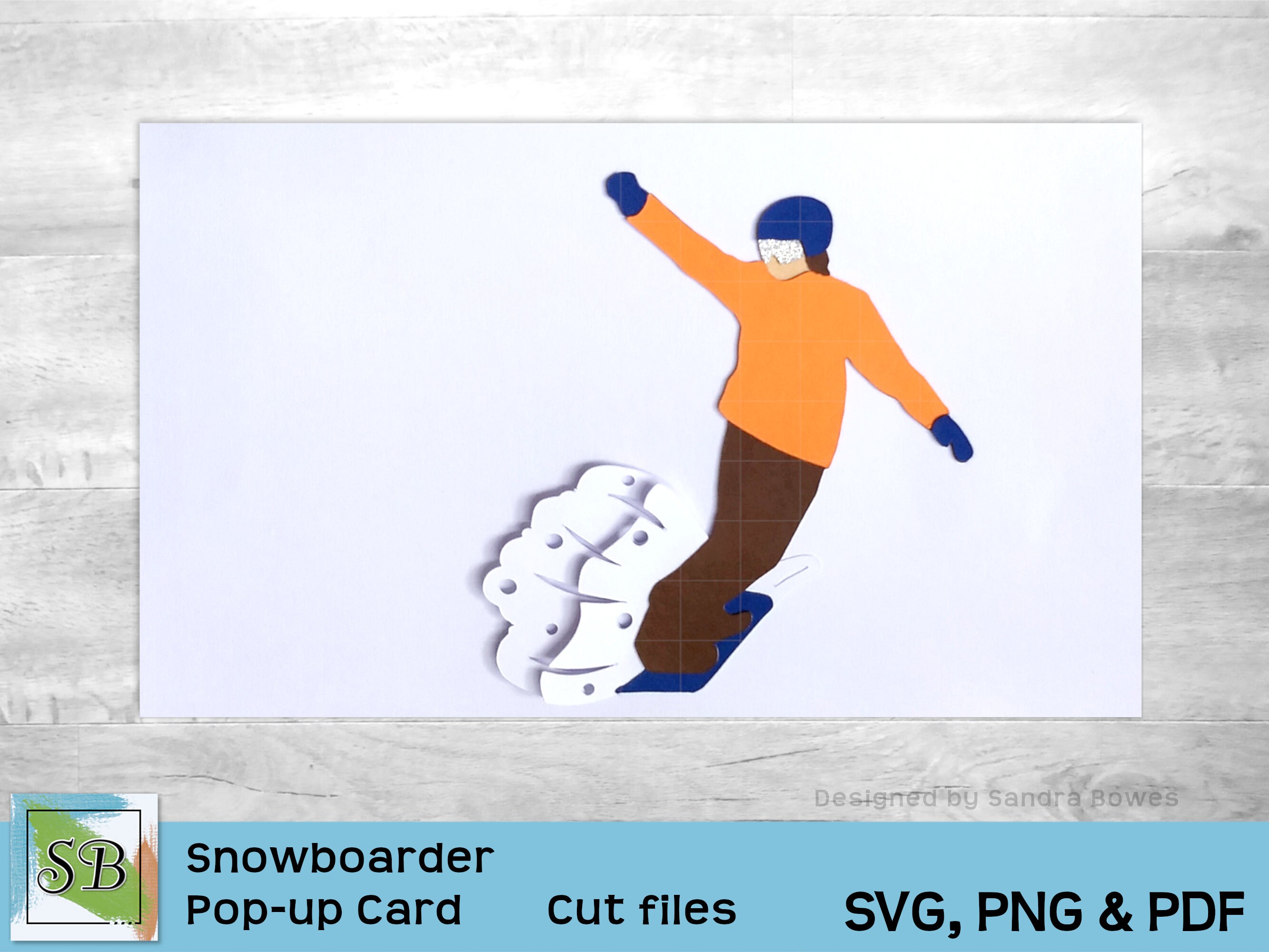 Snowboarder Pop-up Card SVG, PNG, PDF, Snow Boarding Halfpipe Birthday ...