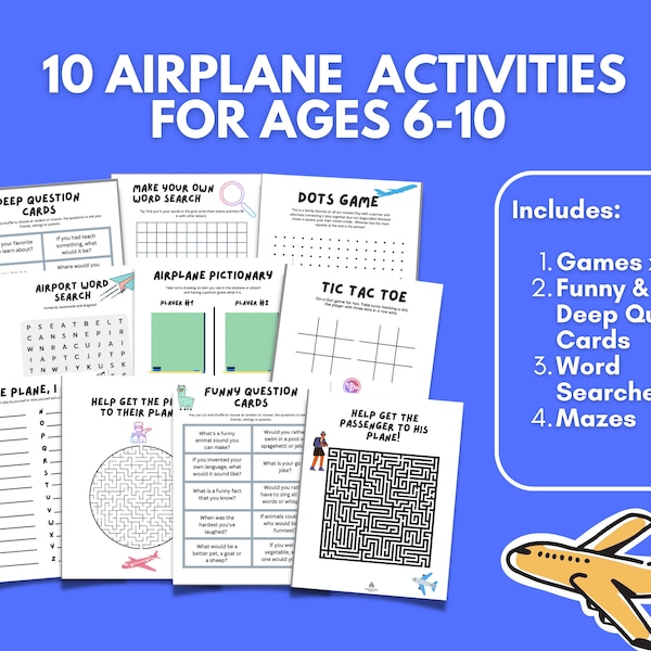 Airplane Activity Printables - Etsy