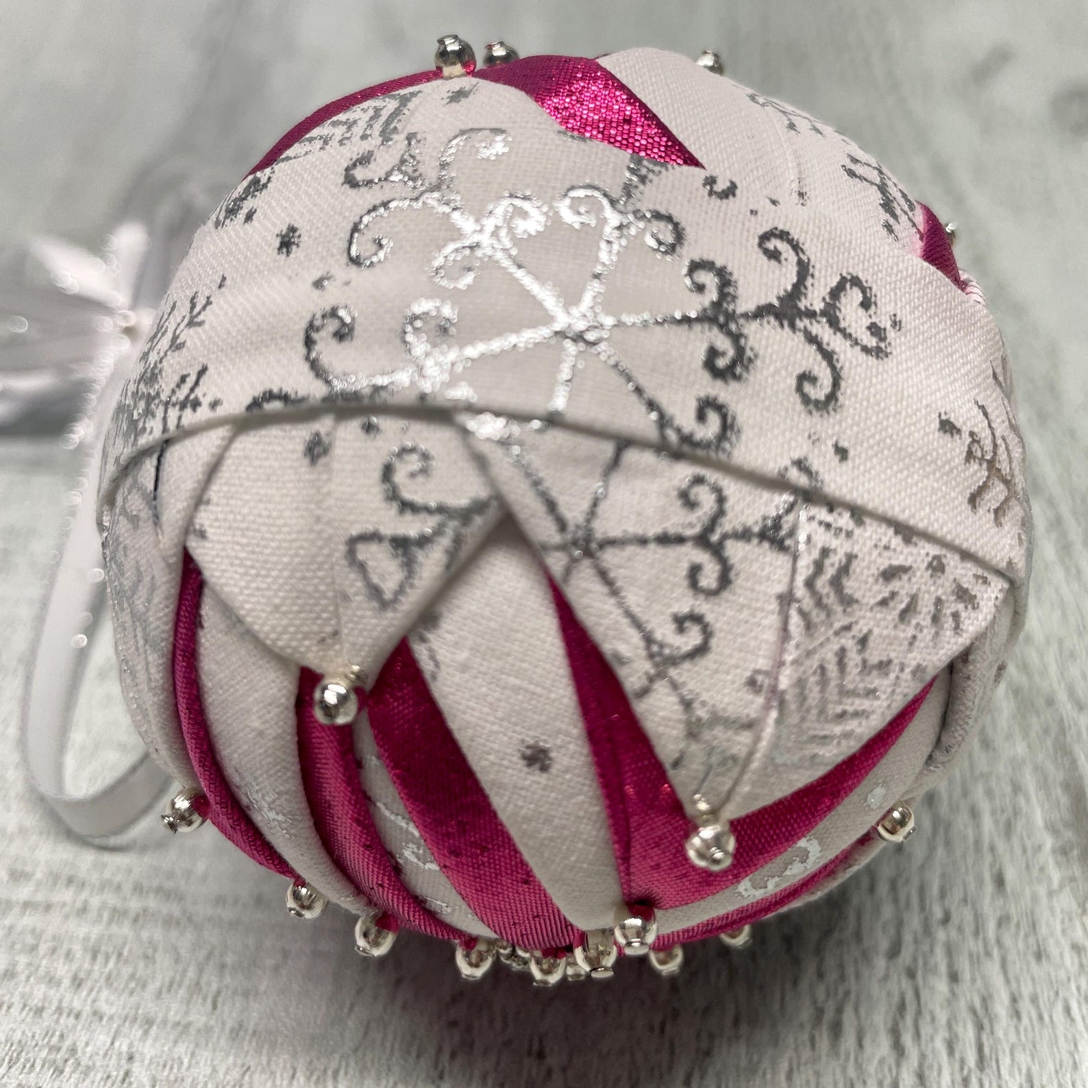 Metallic Bright Pink Folded Fabric Ornament Ball for Decorative ...