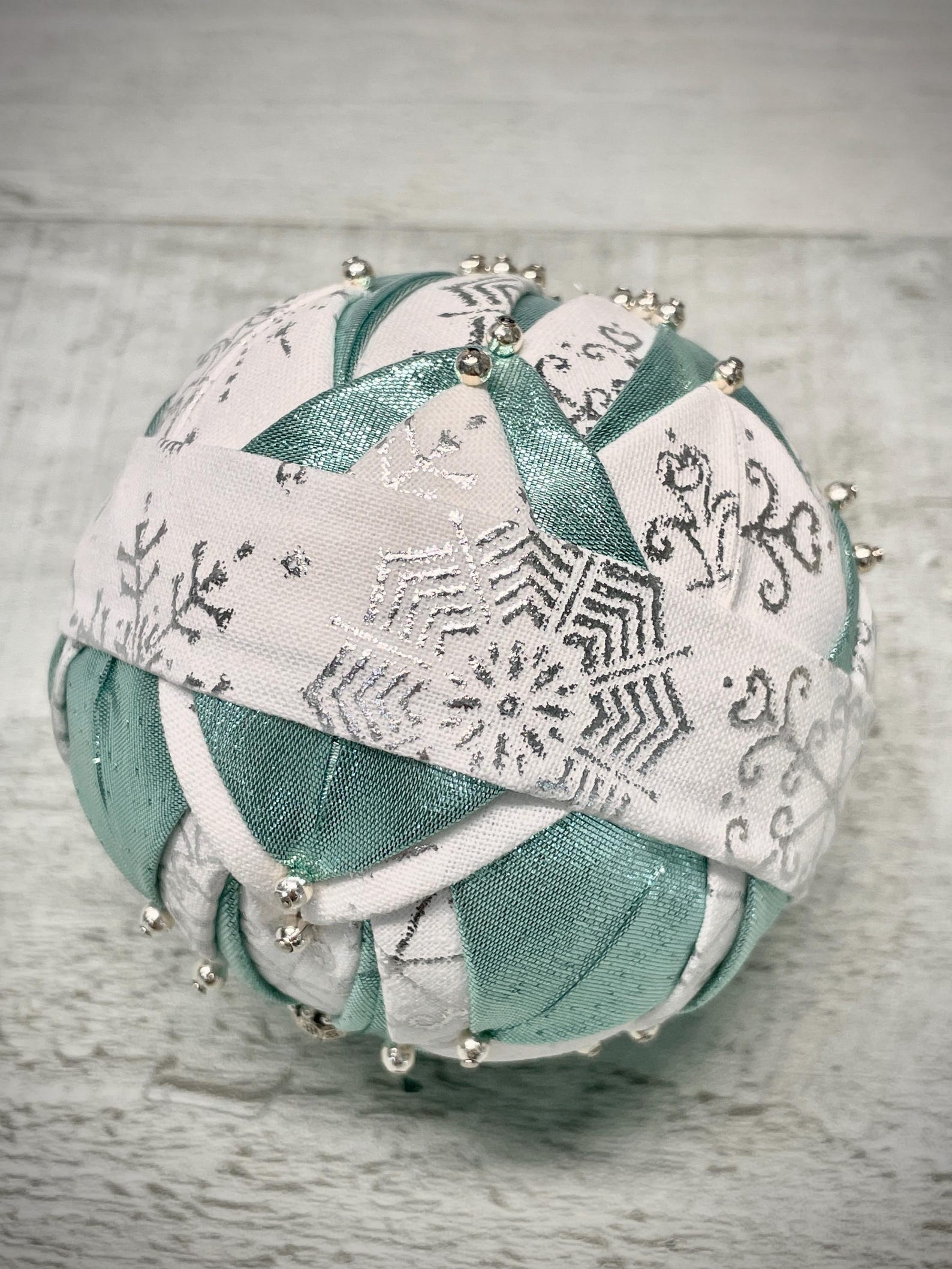 Metallic Mint Folded Fabric Ornament Ball for Decorative Purposes. Use ...