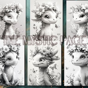 33 Cute Baby Flower Dragon Fantasy Coloring Page Book, Baby Woodland ...