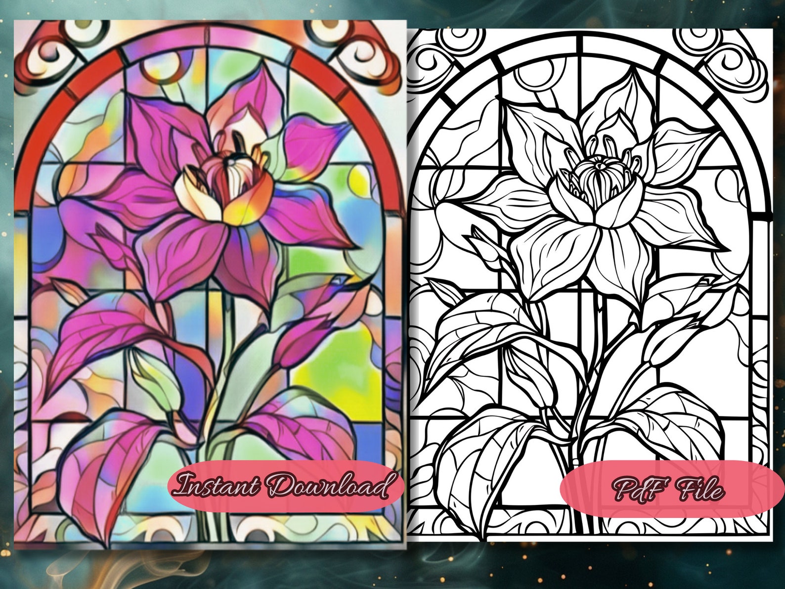 21 Stained Glass Lotus Flowers Coloring Pages - Adult+kid Coloring Book ...