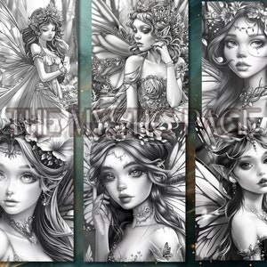 26 Cute Forest Fairy Coloring Pages, Adult+kids, Grayscale Coloring ...