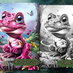 34 Cute Baby Dinosaur Fantasy Coloring Page Book, Adults + Kids ...