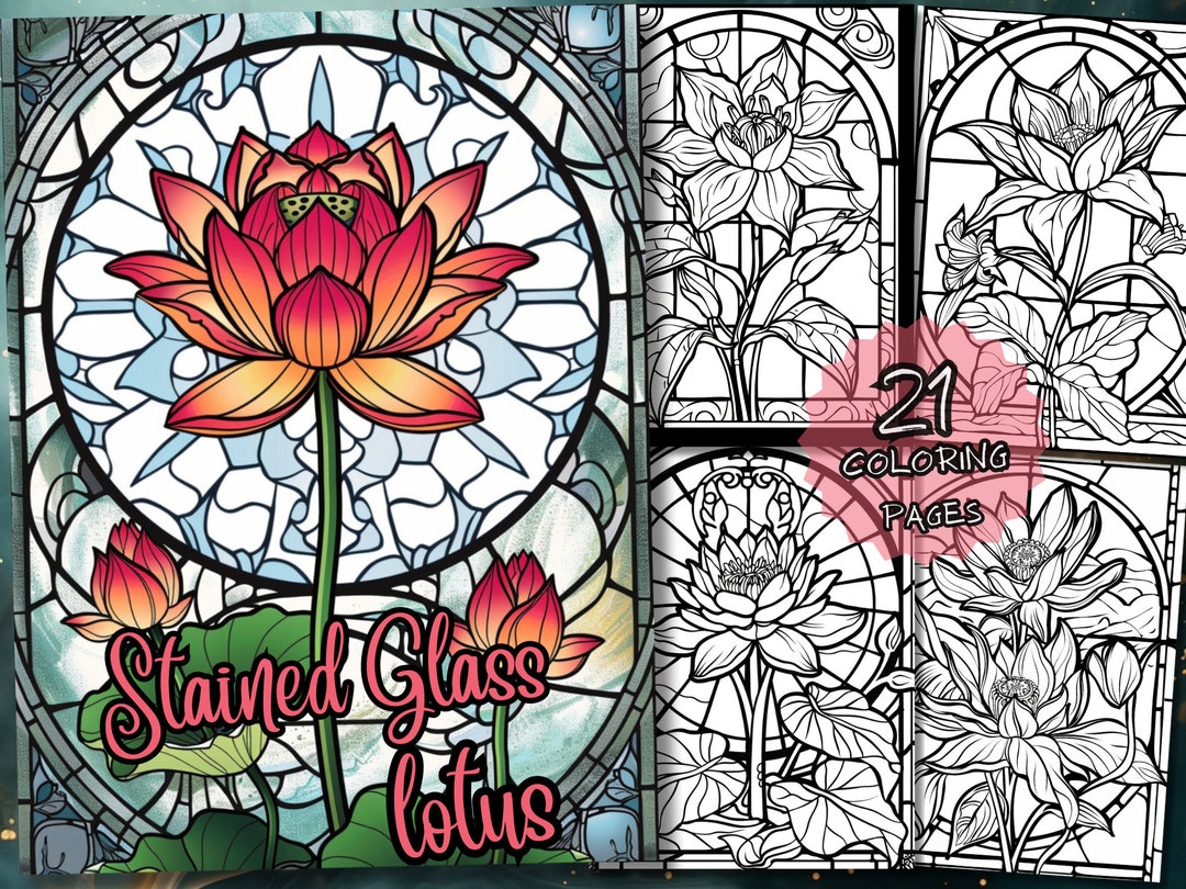 21 Stained Glass Lotus Flowers Coloring Pages - Adult+kid Coloring Book ...