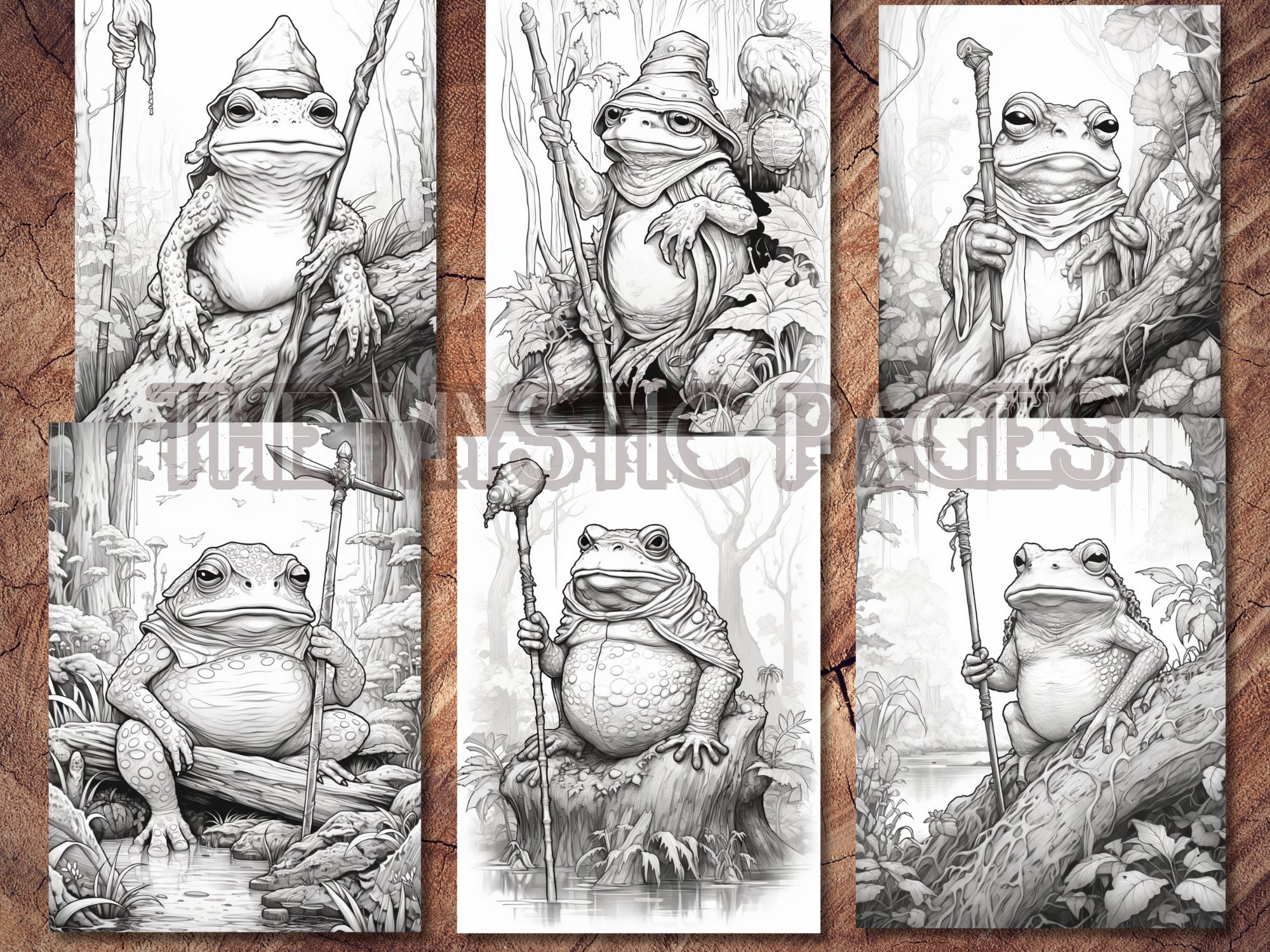 40 Wizard Frogs Coloring Pages Book, Druid Coloring, Fantasy Frog, Gift ...