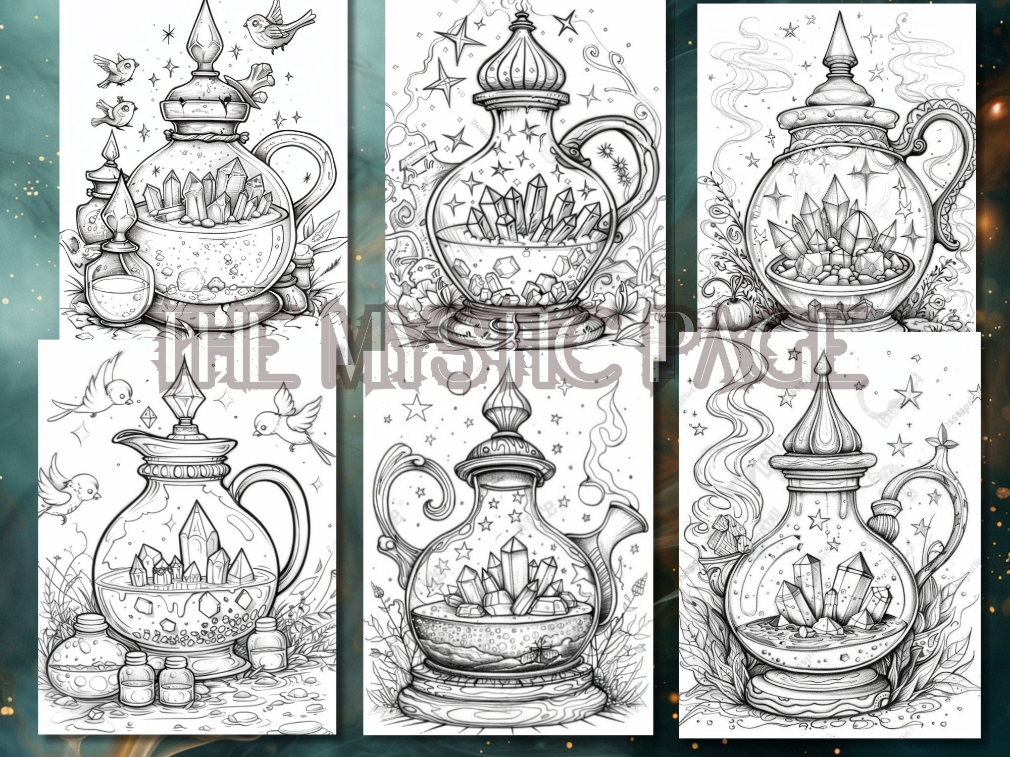 55 Magical Potion Coloring Pages- Adult+kids Coloring Book, Sheets ...