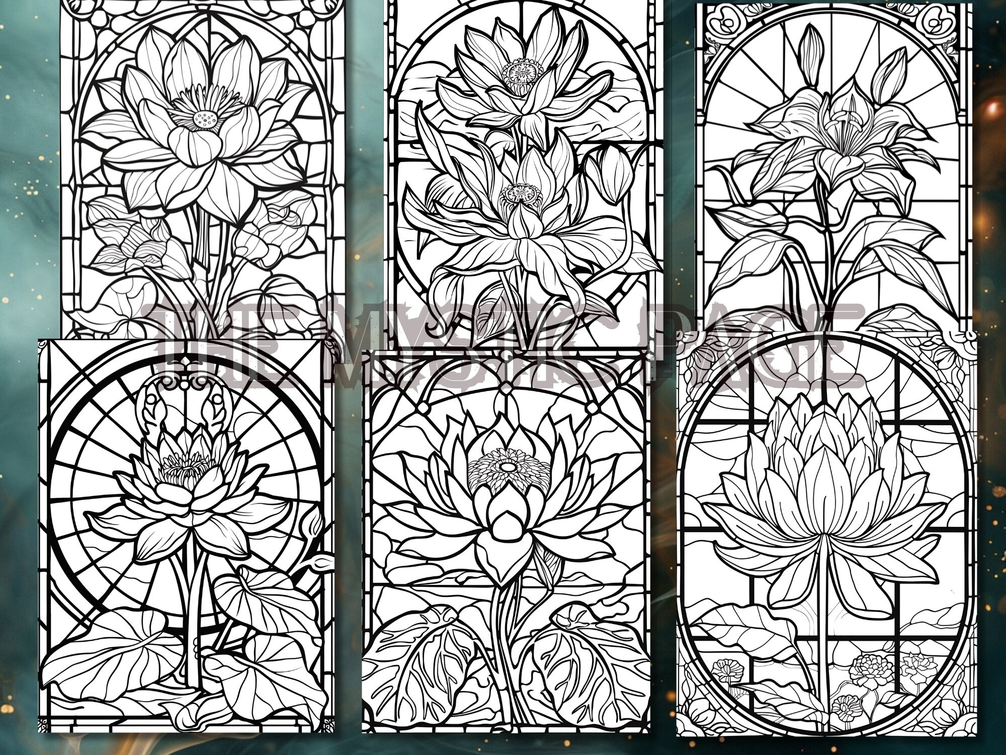 21 Stained Glass Lotus Flowers Coloring Pages - Adult+kid Coloring Book ...