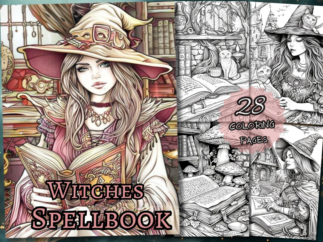 28 Witchy Spellbook Coloring Pages, Book, Wizard Spellbook Adult+kids ...