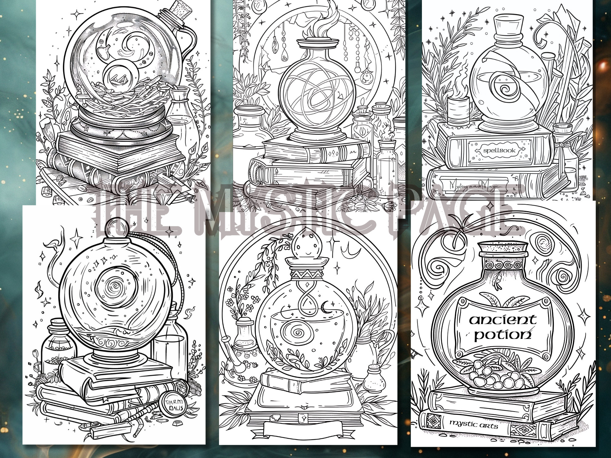 33 Witchy Spells and Potions Coloring Book, Adults+kids- Download ...