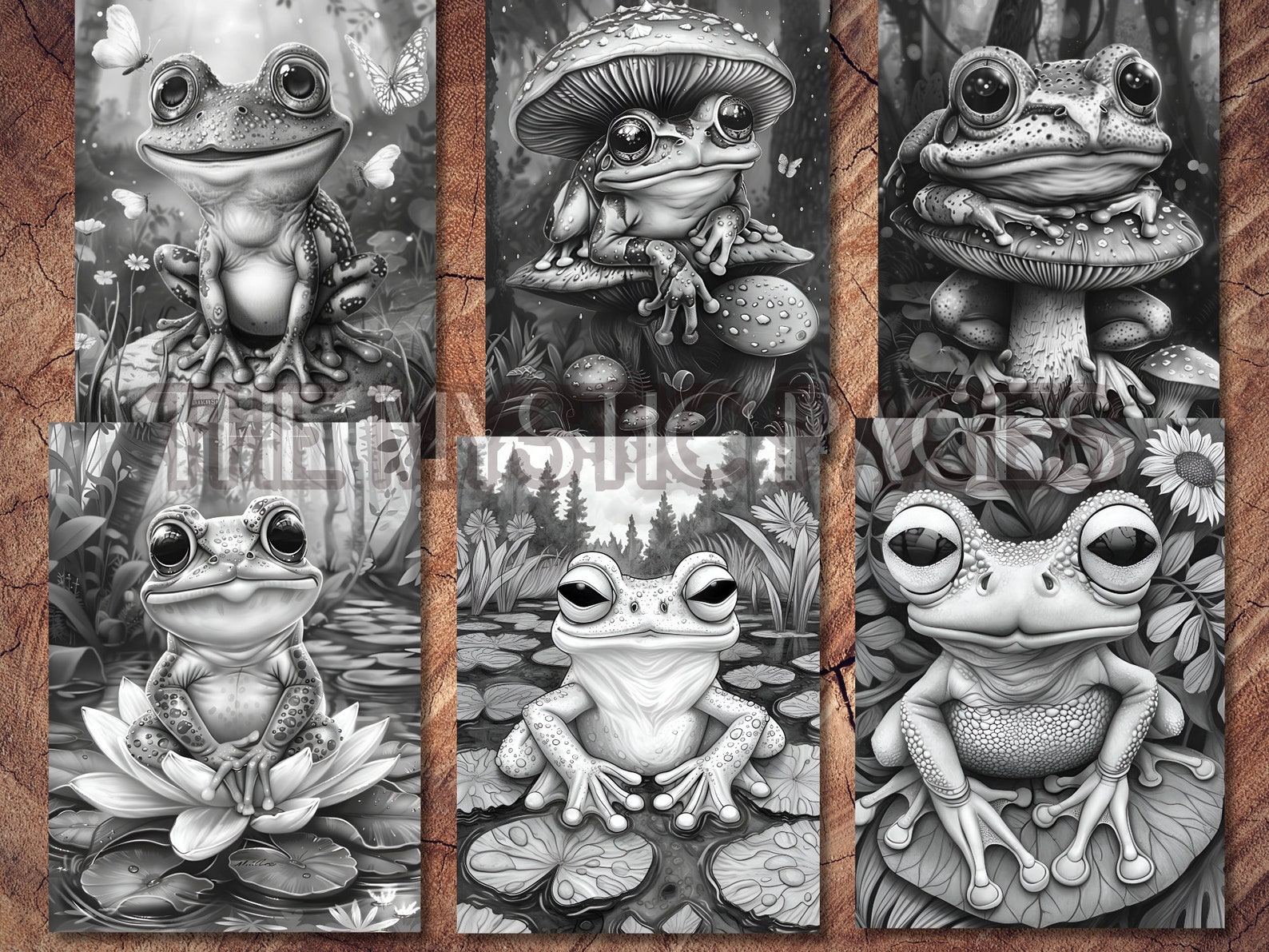 35 Cute Cottagecore Frogs Coloring Book Collection | Frog Grayscale ...