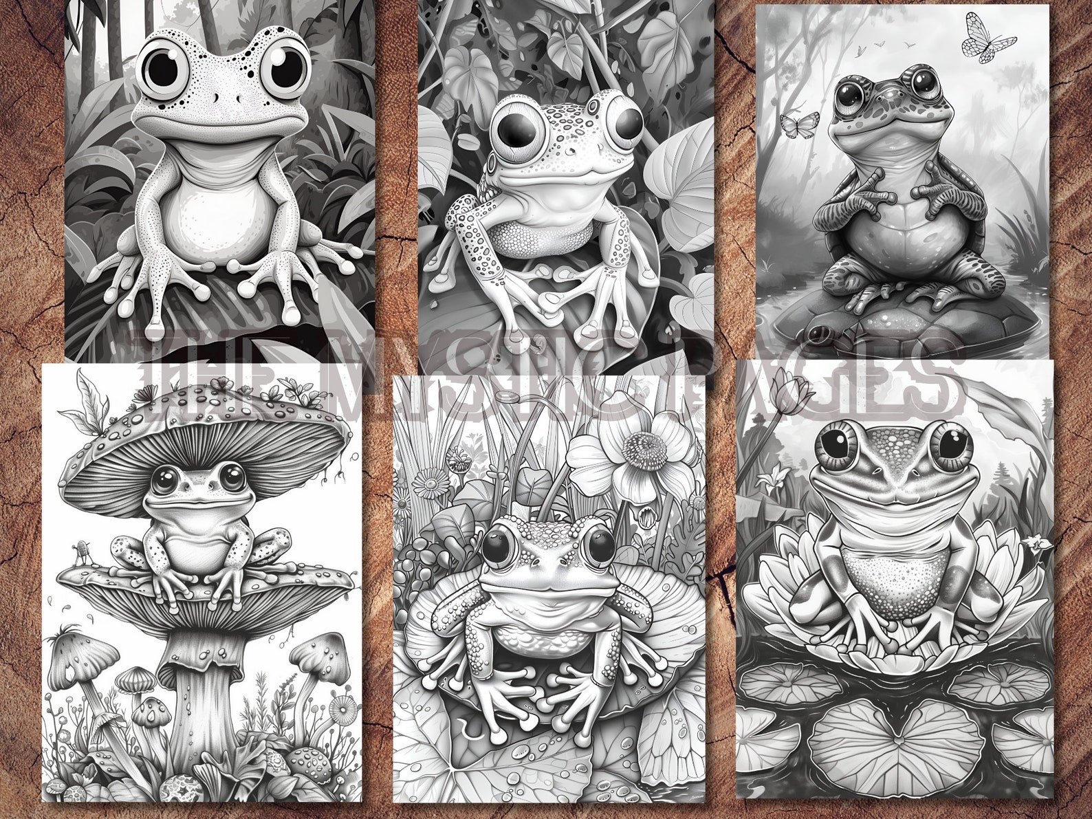 35 Cute Cottagecore Frogs Coloring Book Collection | Frog Grayscale ...