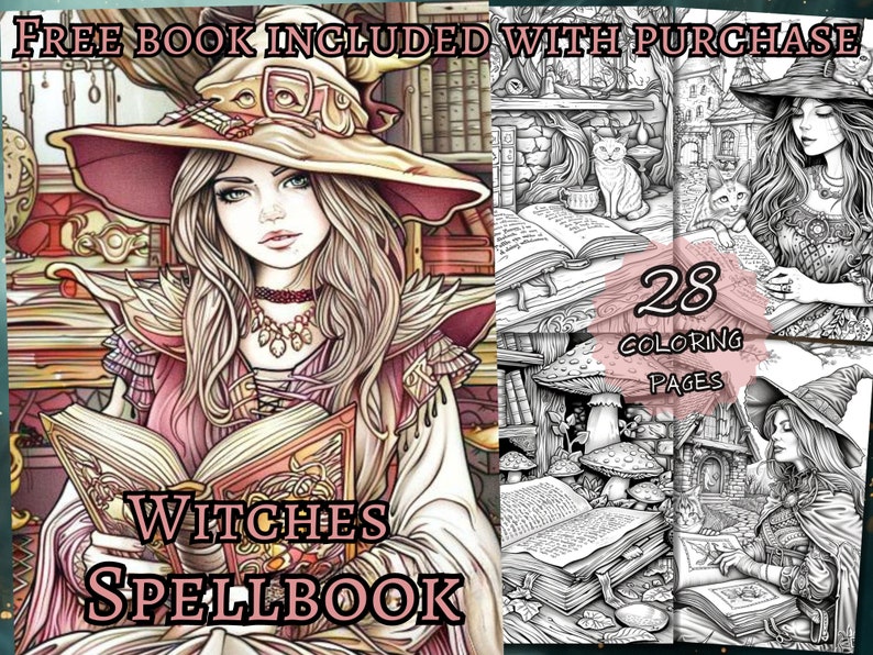 36 Magical Spellbook Coloring Pages - Adult and Kids Coloring Book ...