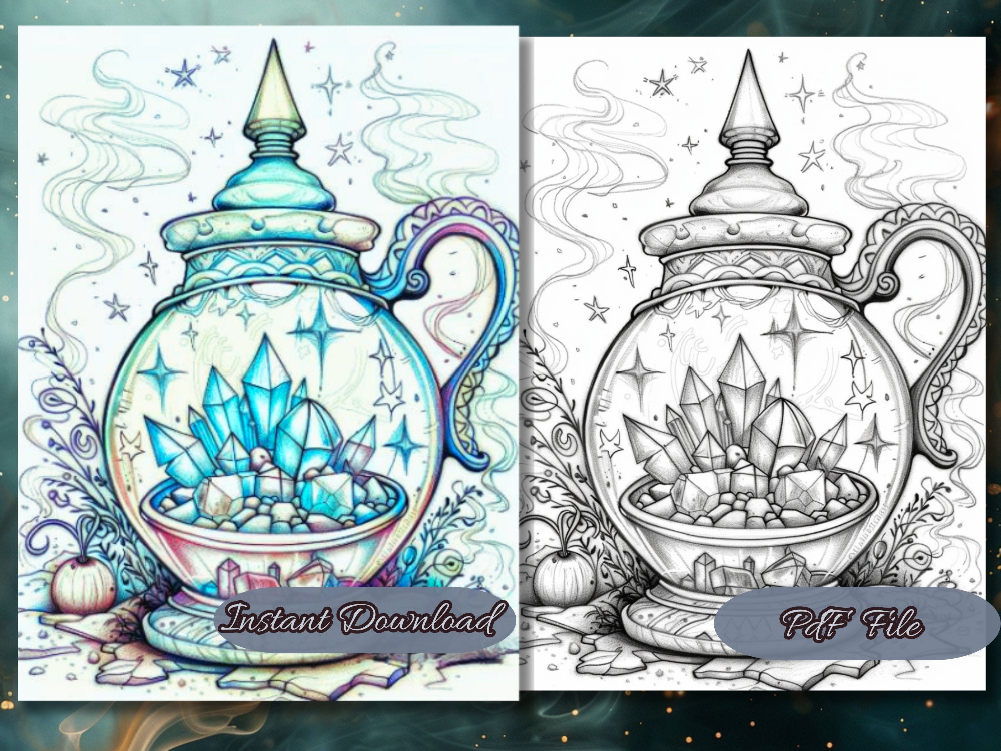 55 Magical Potion Coloring Pages- Adult+kids Coloring Book, Sheets ...