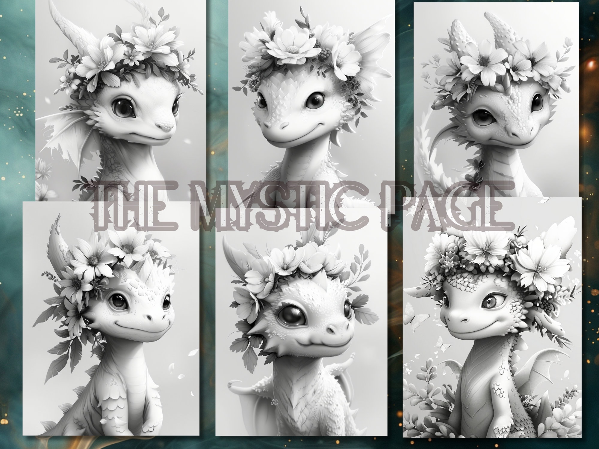 33 Cute Baby Flower Dragon Fantasy Coloring Page Book, Baby Woodland ...